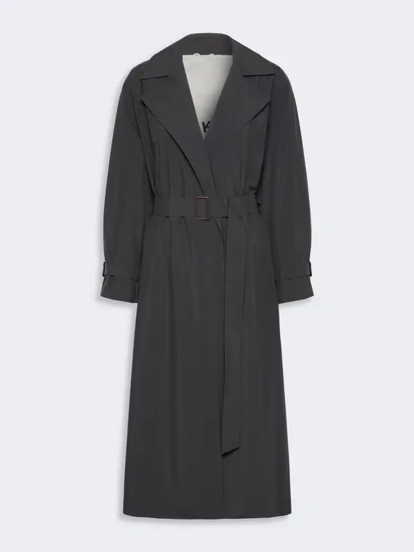 Max Mara Long Water-repellent Technical Canvas Trench Coat - Black