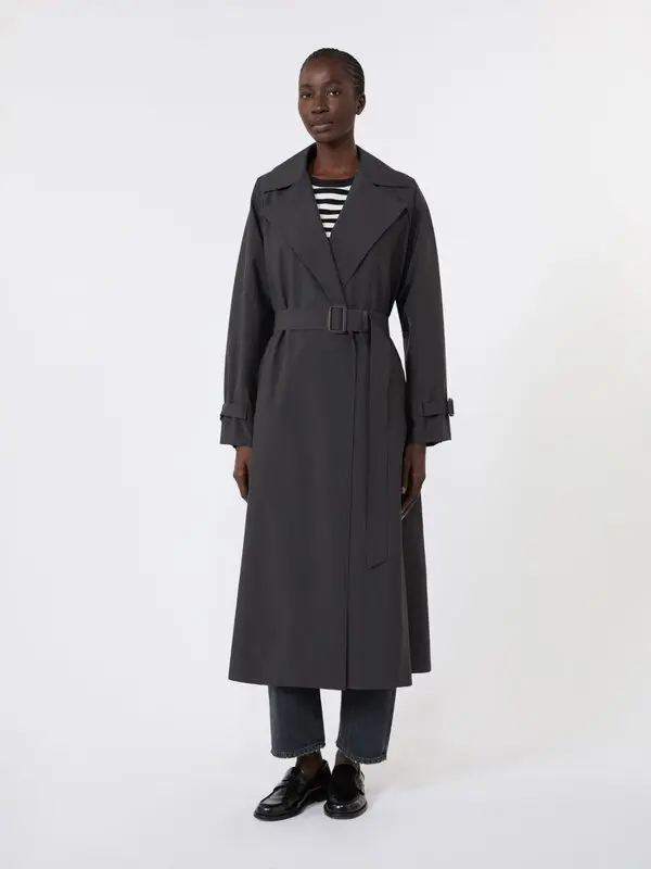 Max Mara Long Water-repellent Technical Canvas Trench Coat