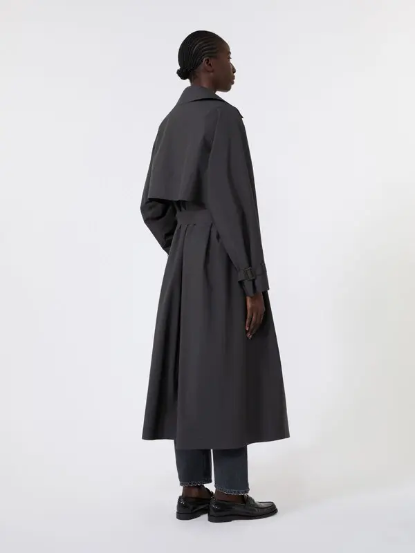 Max Mara Long Water-repellent Technical Canvas Trench Coat