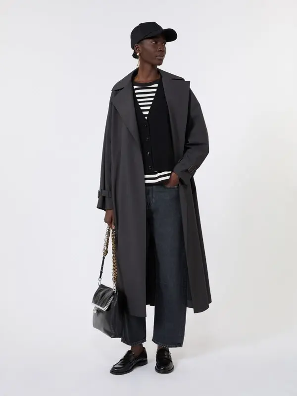 Max Mara Long Water-repellent Technical Canvas Trench Coat