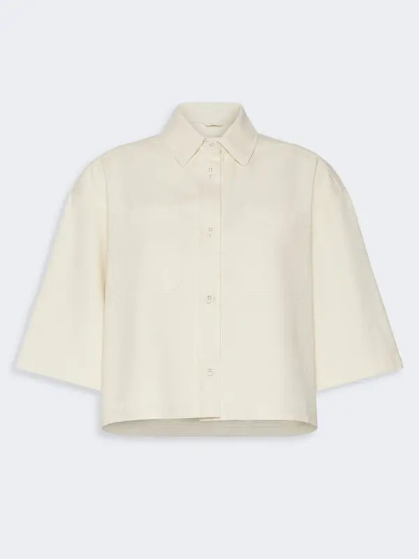 Max Mara Washed Cotton Cropped Jacket - Ecru