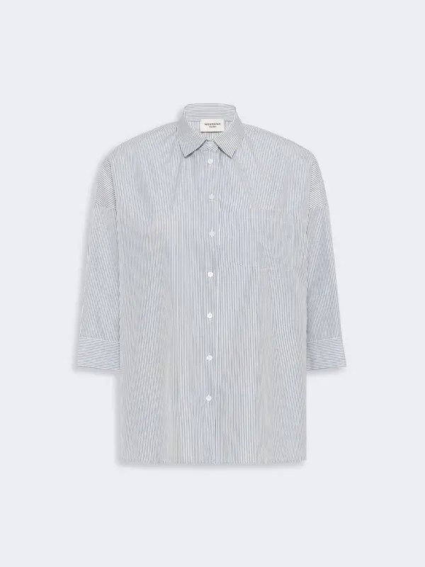 Max Mara Boxy Cotton Poplin Shirt - Navy