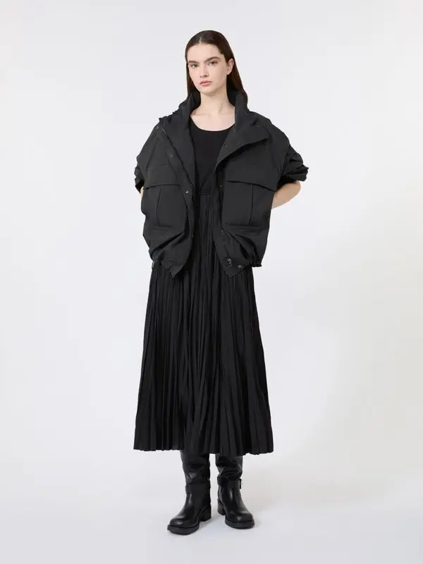 Max Mara Sleeveless Jersey Dress With Plissé-pleated Skirt - Black