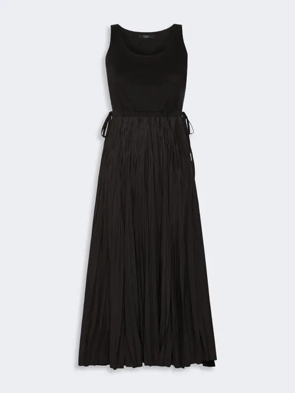 Max Mara Sleeveless Jersey Dress With Plissé-pleated Skirt - Black