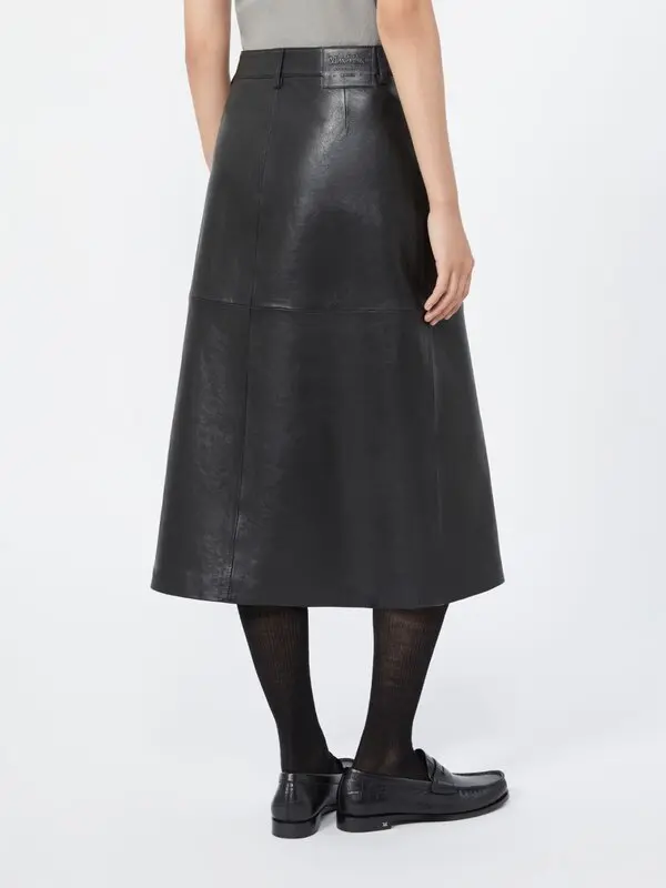 Max Mara Nappa-leather A-line Skirt