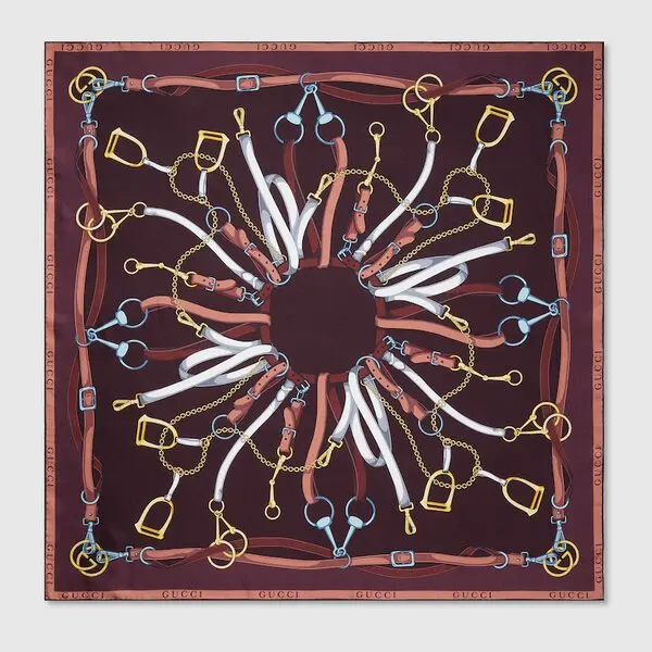 Gucci Printed Silk Twill Carr - Bordeaux