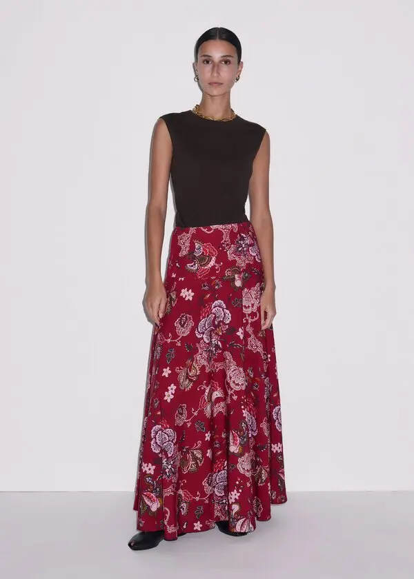 ME+EM Grand Paisley Print Full Length Skirt