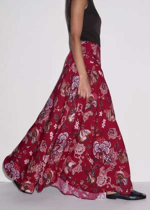 ME+EM Grand Paisley Print Full Length Skirt