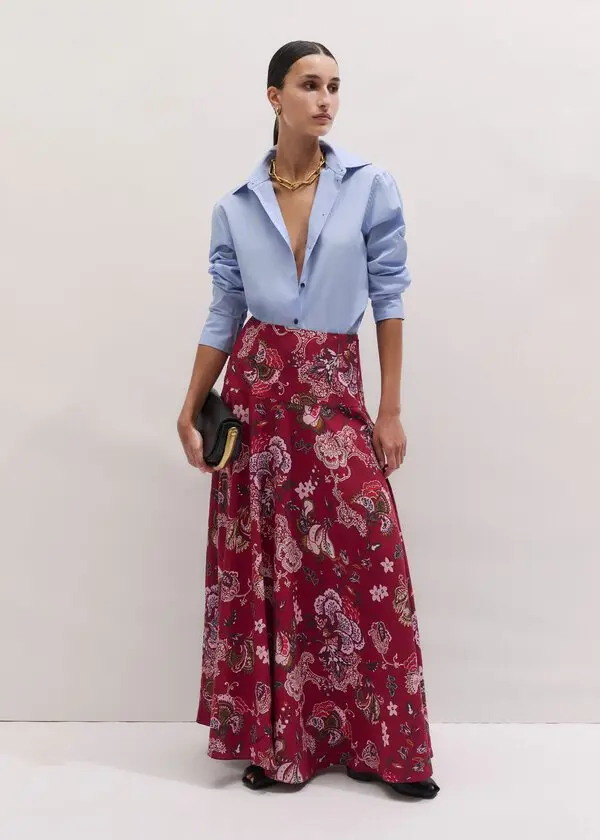 ME+EM Grand Paisley Print Full Length Skirt