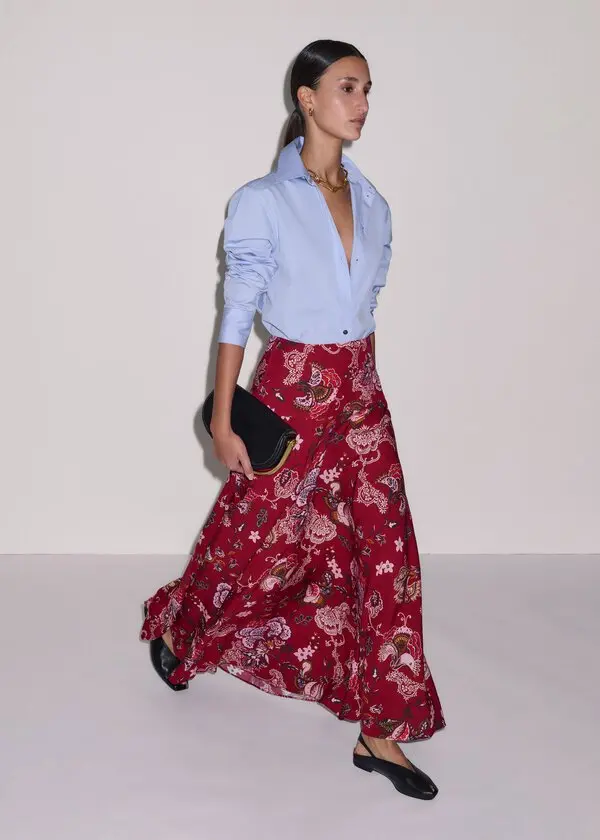 ME+EM Grand Paisley Print Full Length Skirt