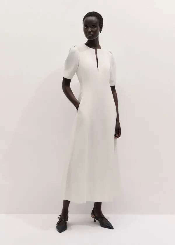 ME+EM Panelled Fit And Flare Maxi Dress - Light Cream