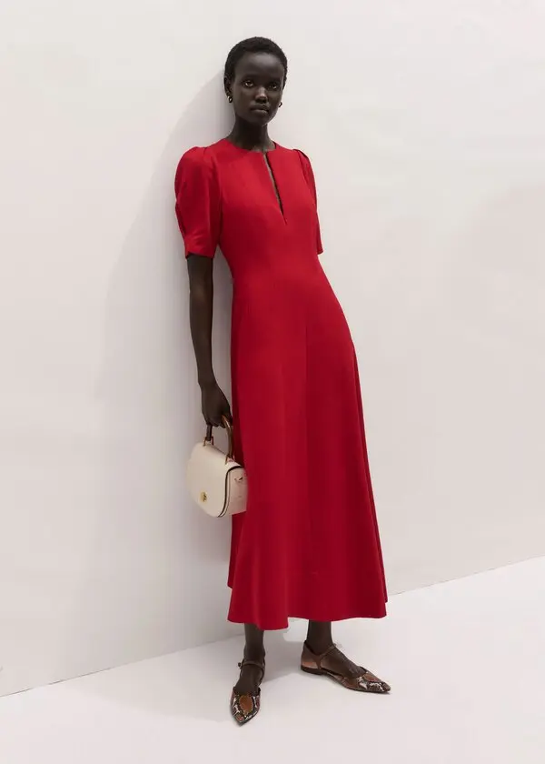 ME+EM Panelled Fit And Flare Maxi Dress Ruby Red