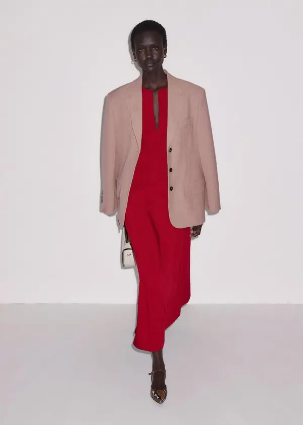 ME+EM Panelled Fit And Flare Maxi Dress Ruby Red