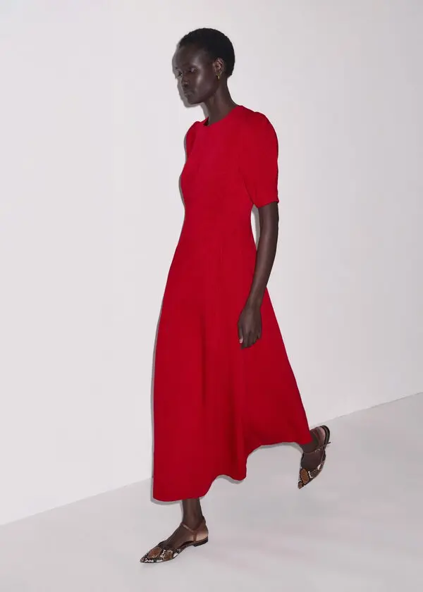 ME+EM Panelled Fit And Flare Maxi Dress Ruby Red