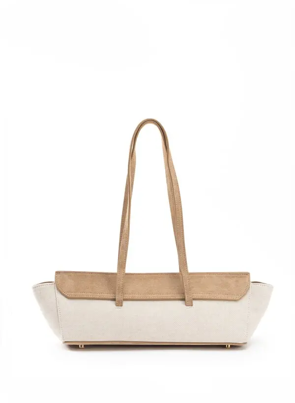 ELLEME Le Bateau Shoulder Bag In Suede And Canvas - Tan