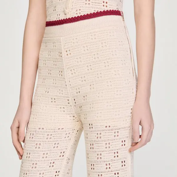Sandro Crochet-look Knit Trousers