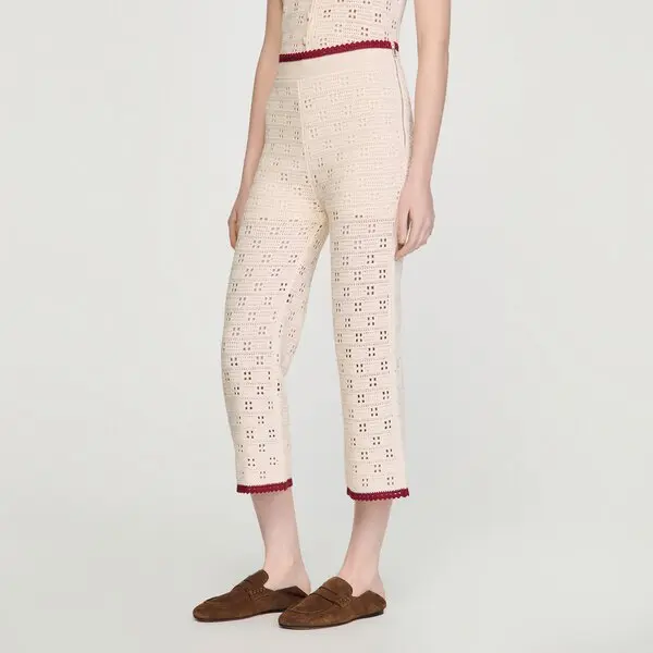 Sandro Crochet-look Knit Trousers
