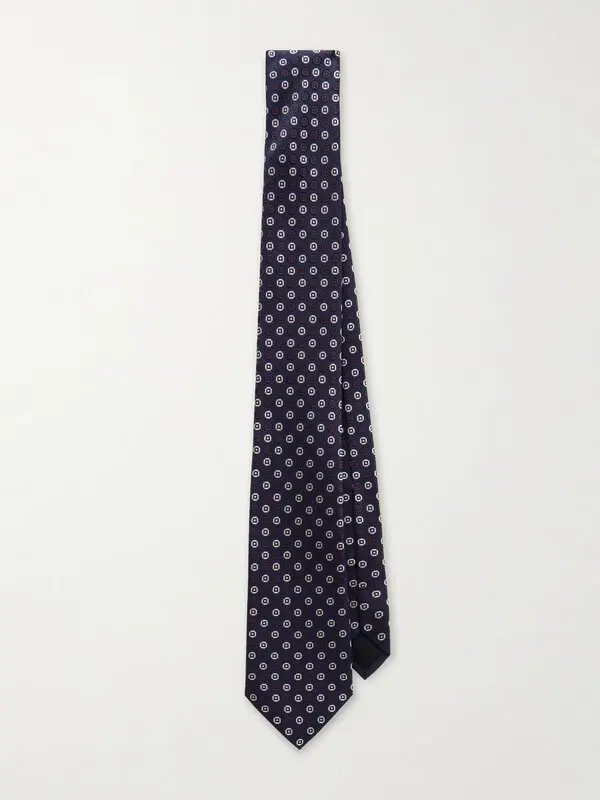 Saint Laurent 7cm Silk-jacquard Tie - Blue