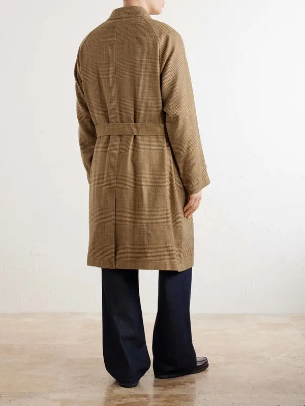 Polo Ralph Lauren Houndstooth Wool, Silk And Linen-blend Coat