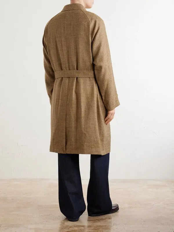 Polo Ralph Lauren Houndstooth Wool, Silk And Linen-blend Coat