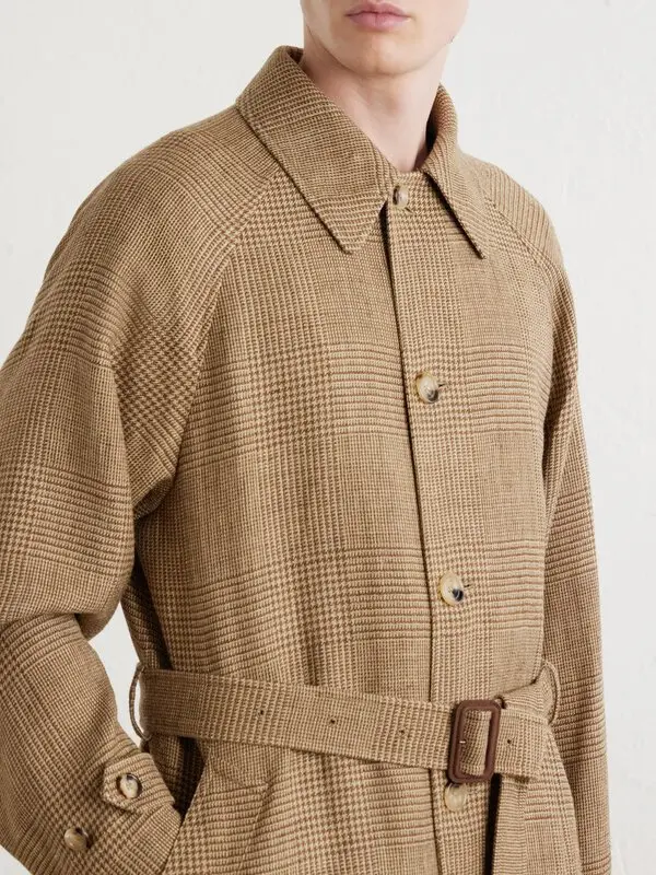 Polo Ralph Lauren Houndstooth Wool, Silk And Linen-blend Coat