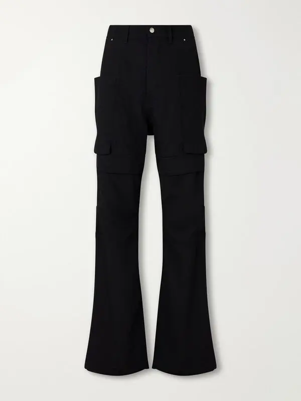 Rick Owens Stefan Flared Grain De Poudre Wool Cargo Trousers
