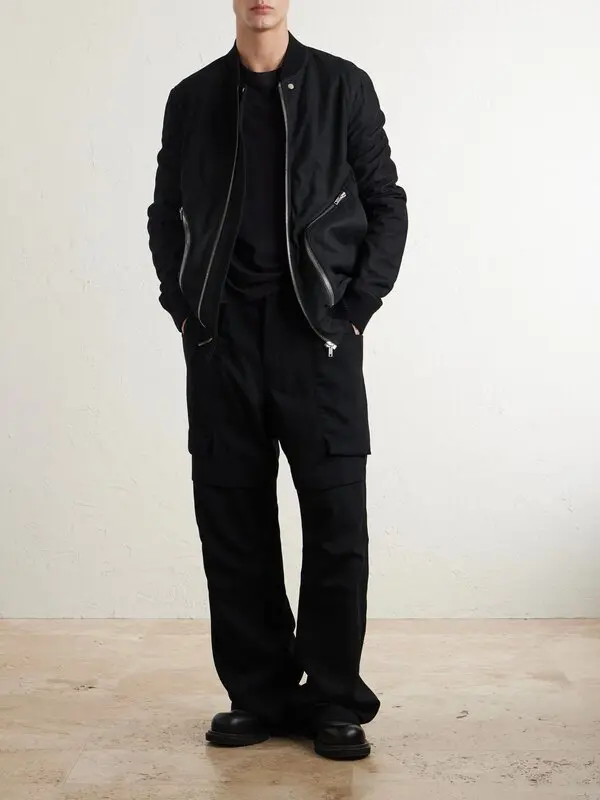 Rick Owens Stefan Flared Grain De Poudre Wool Cargo Trousers