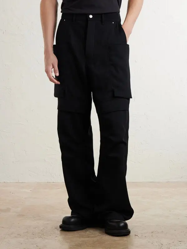 Rick Owens Stefan Flared Grain De Poudre Wool Cargo Trousers