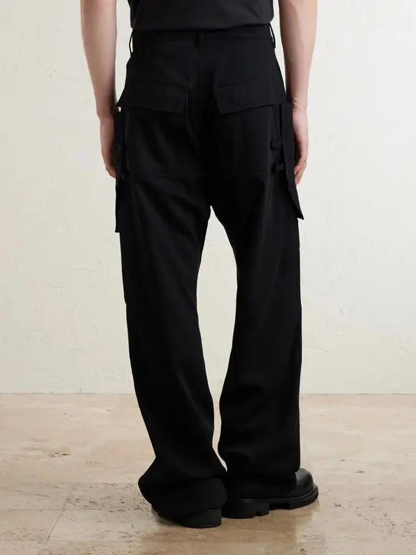 Rick Owens Stefan Flared Grain De Poudre Wool Cargo Trousers