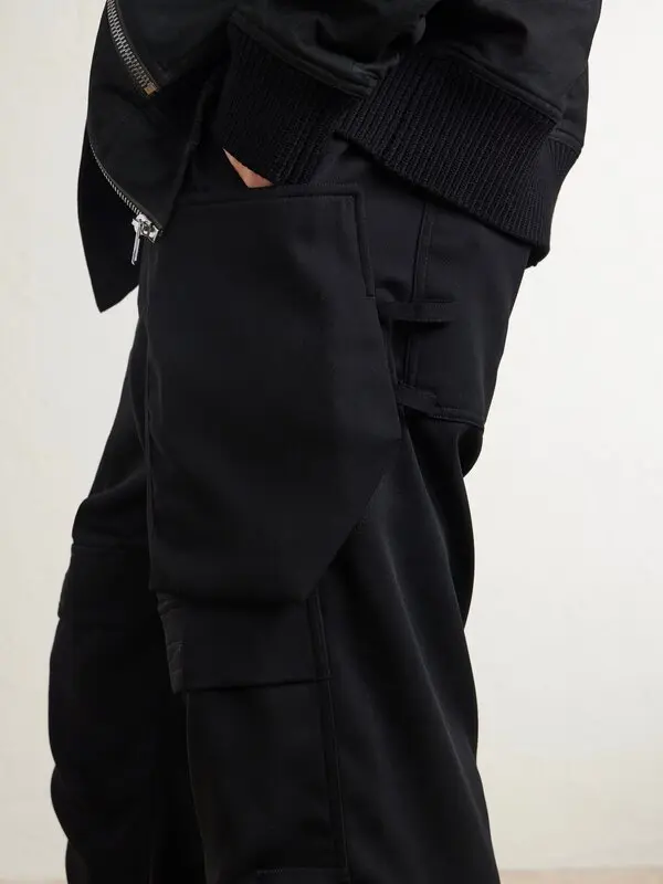 Rick Owens Stefan Flared Grain De Poudre Wool Cargo Trousers
