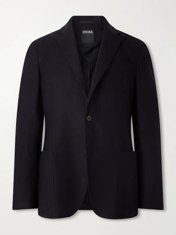 Zegna Wool And Cashmere-blend Twill Blazer - Black