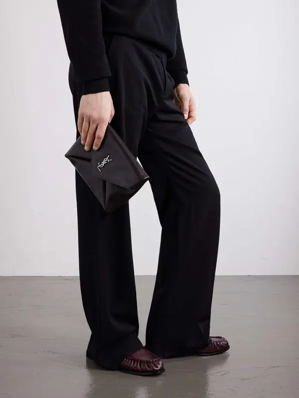 Saint Laurent Cassandre-embellished Full-grain Leather Messenger Bag