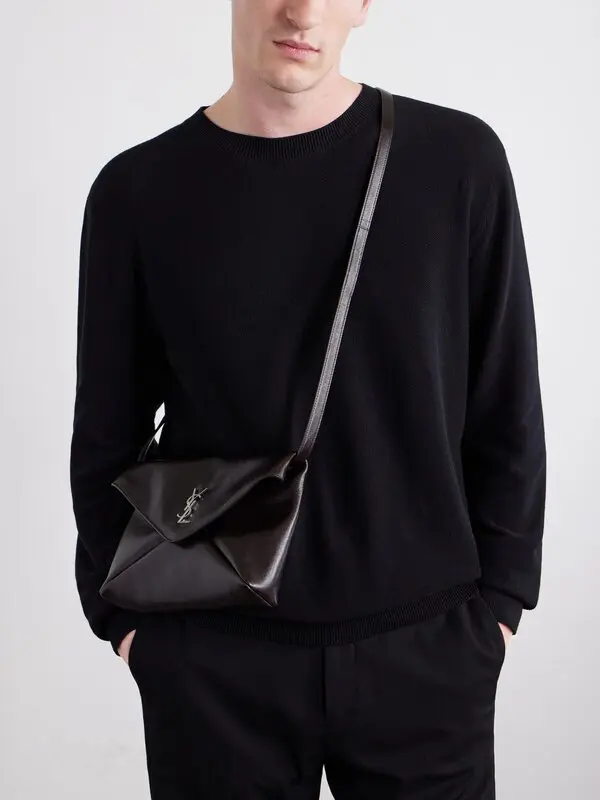 Saint Laurent Logo-embellished Leather Messenger Bag