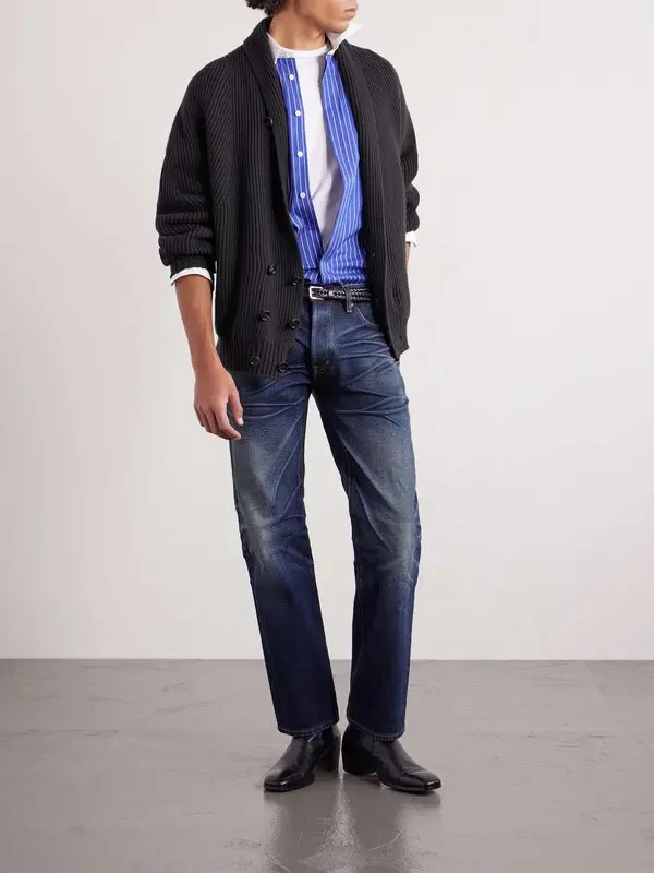 TOM FORD Double-breasted Ribbed Cashmere And Wool-blend Cardigan