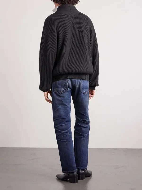 TOM FORD Double-breasted Ribbed Cashmere And Wool-blend Cardigan