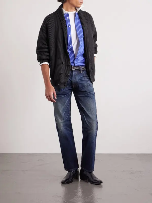 TOM FORD Double-breasted Ribbed Cashmere And Wool-blend Cardigan