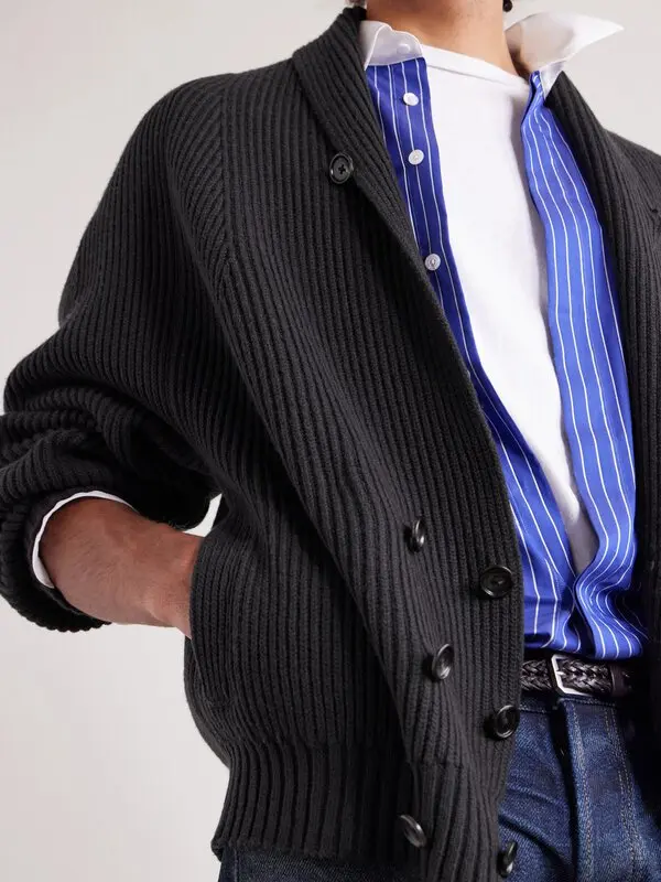 TOM FORD Double-breasted Ribbed Cashmere And Wool-blend Cardigan