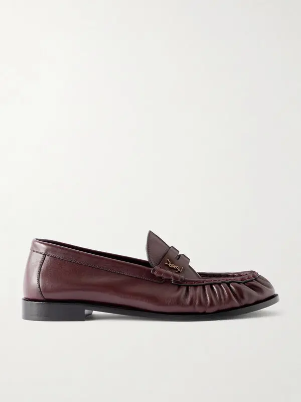 Saint Laurent Logo-embellished Leather Penny Loafers - Red