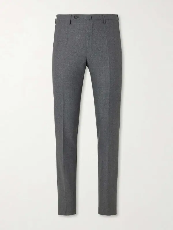 SLOWEAR Straight-leg Wool-canvas Trousers - Gray