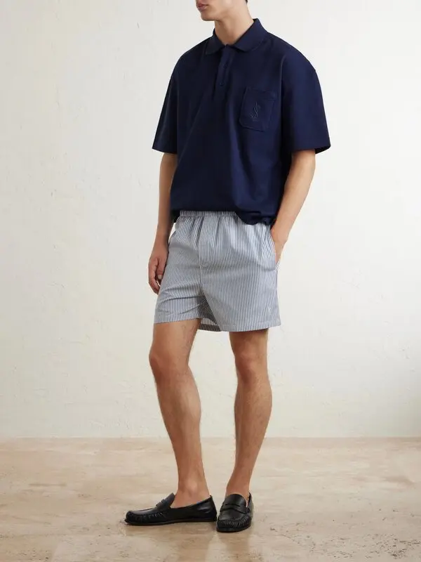 Saint Laurent Striped Cotton-poplin Wide-leg Shorts