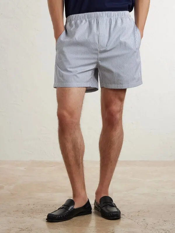 Saint Laurent Striped Cotton-poplin Wide-leg Shorts