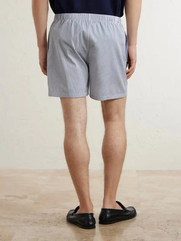 Saint Laurent Striped Cotton-poplin Wide-leg Shorts