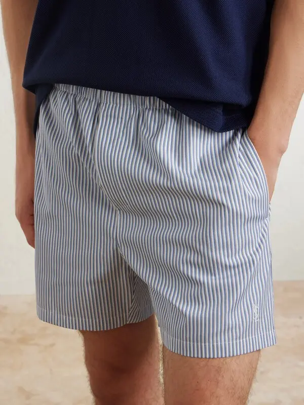 Saint Laurent Striped Cotton-poplin Wide-leg Shorts