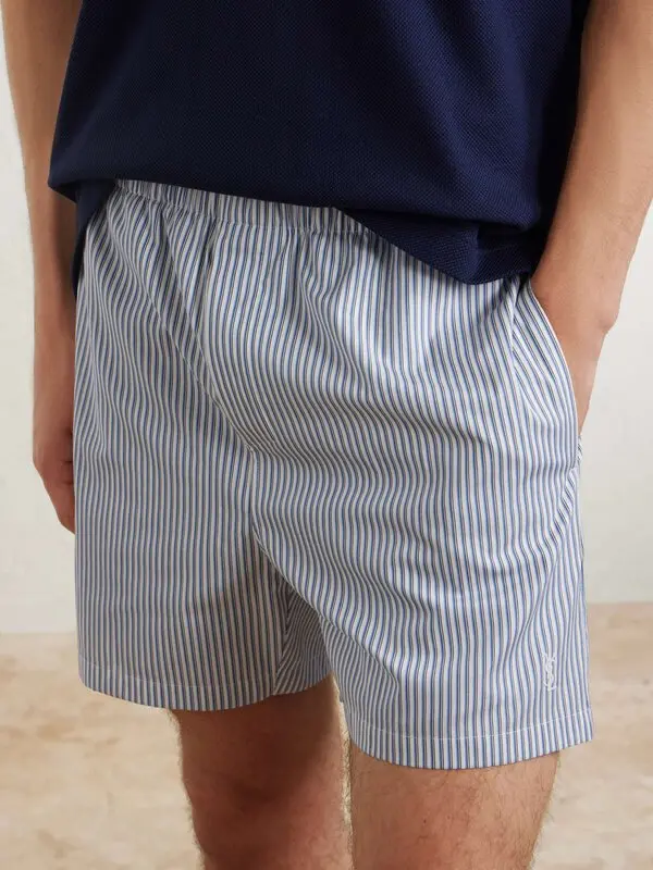 Saint Laurent Wide-leg Striped Cotton-poplin Shorts