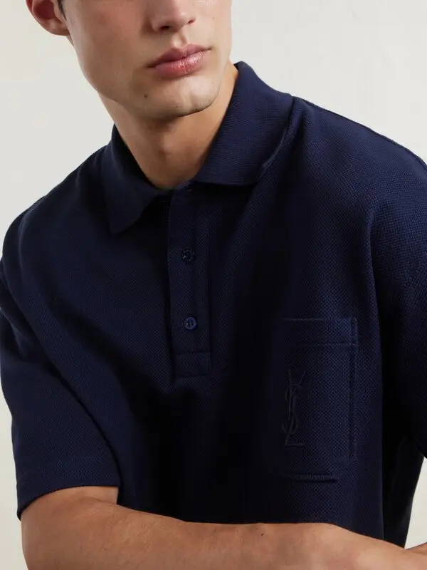 Saint Laurent Cassandre-embroidered Cotton-piqué Polo Shirt