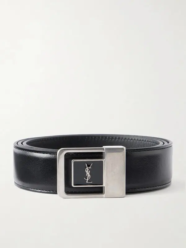 Saint Laurent Logo-embellished Leather Belt - Black