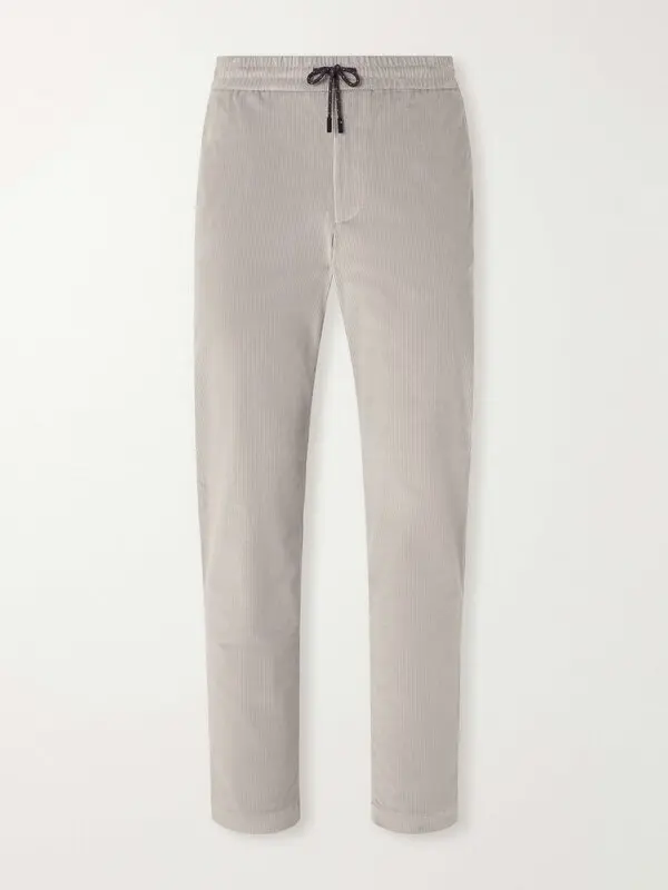 SEASE Mindset Slim-fit Cotton-blend Corduroy Drawstring Trousers - Gray