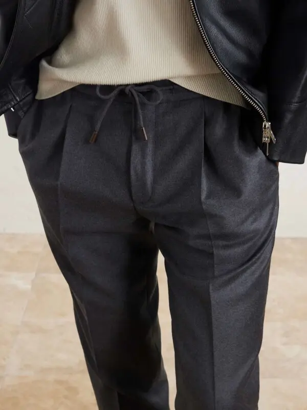 SLOWEAR Tapered Pleated Virgin Wool Trousers