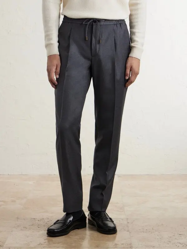 SLOWEAR Tapered Pleated Virgin Wool Trousers