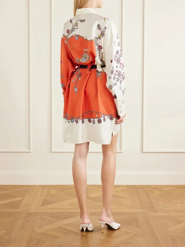 Versace Stolen Jewels Medusa-embellished Printed Silk-twill Mini Dress - Orange